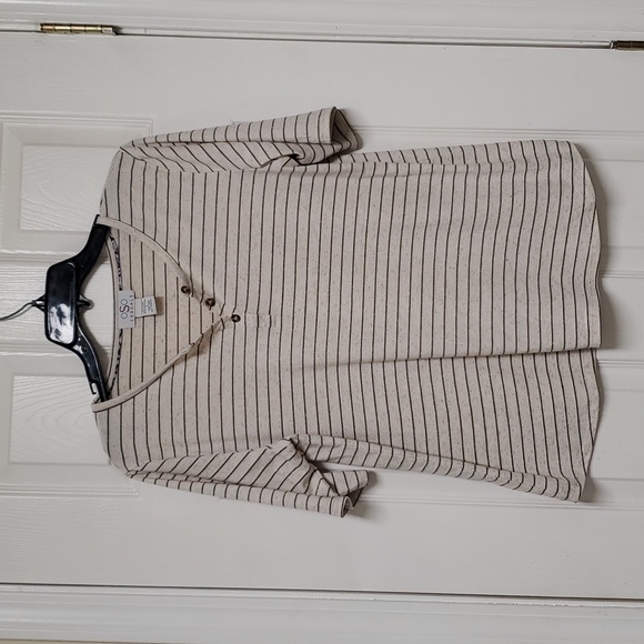 OSo Casual | Tops | Oso Casual Womens Top Tan Pinstripe Wmetallic ...